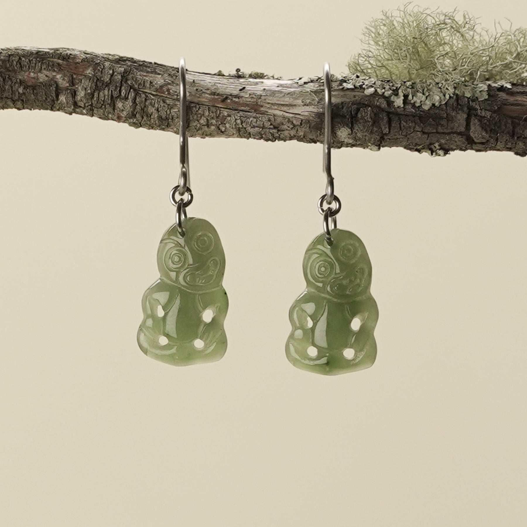 Hei Tiki Kawakawa Jade Earrings – Arrowtown Stonework