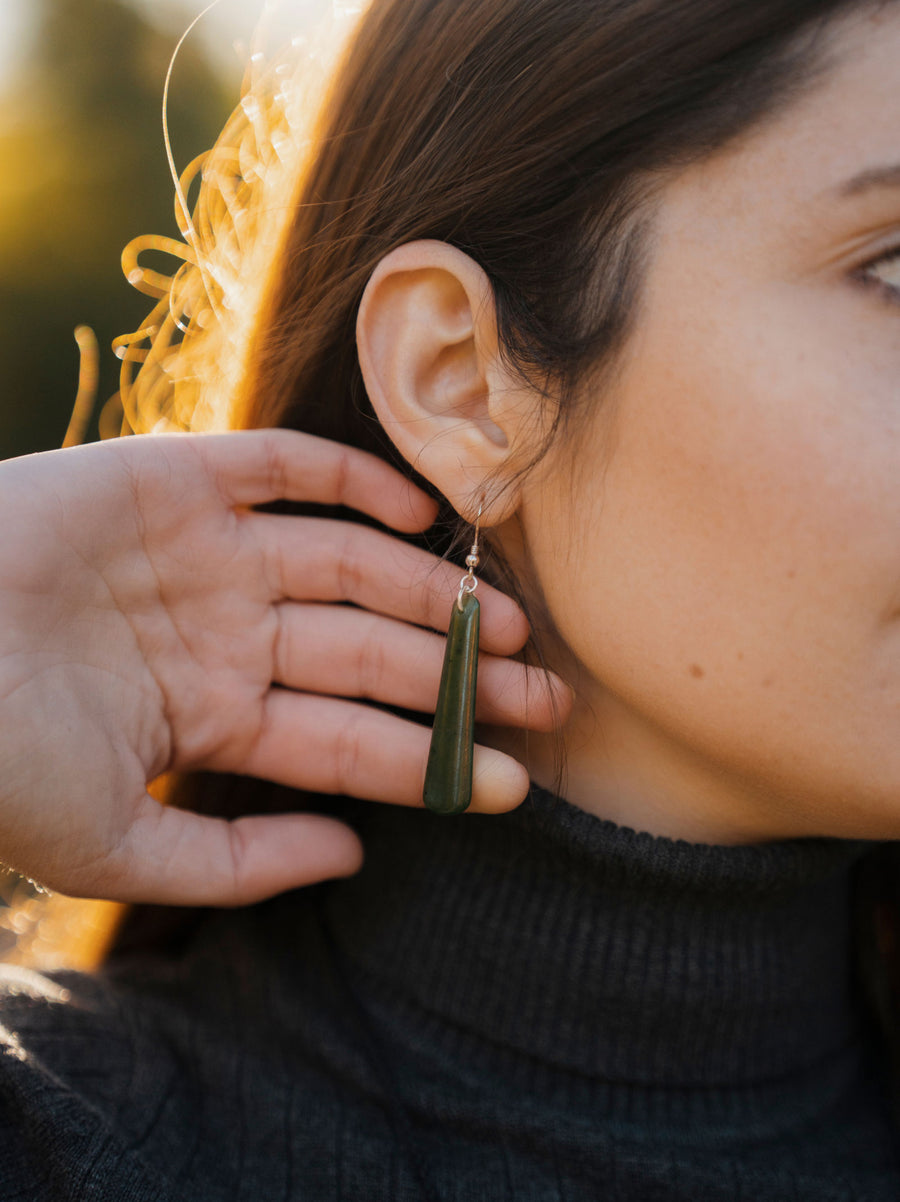Drop Greenstone Small Earrings 45mm – Arrowtown Stonework